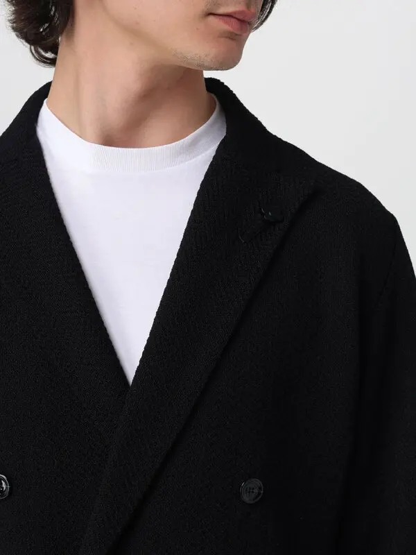 LARDINI Double-breasted Blazer In Cotton And Viscose - Black