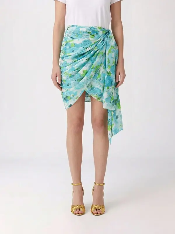 Chloé Printed Silk Pareo Skirt - Gnawed Blue
