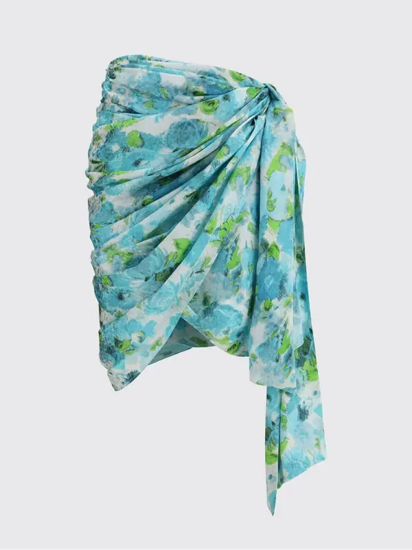 Chloé Printed Silk Pareo Skirt - Gnawed Blue