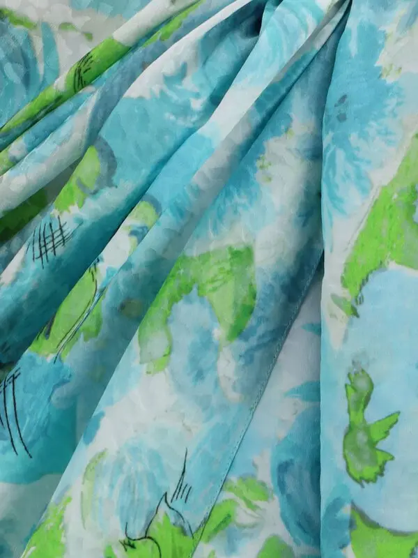 Chloé Printed Silk Pareo Skirt - Gnawed Blue