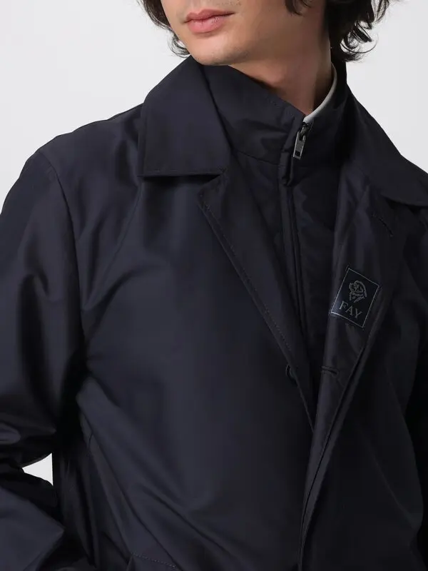 FAY Technical Poplin Coat - Blue