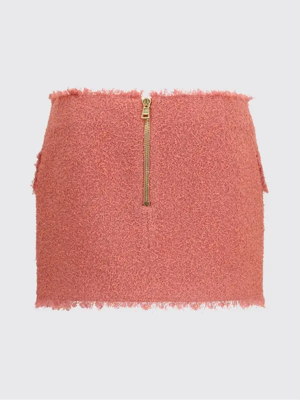 Balmain Tweed Skirt With Gold-tone Button Detail - Pink