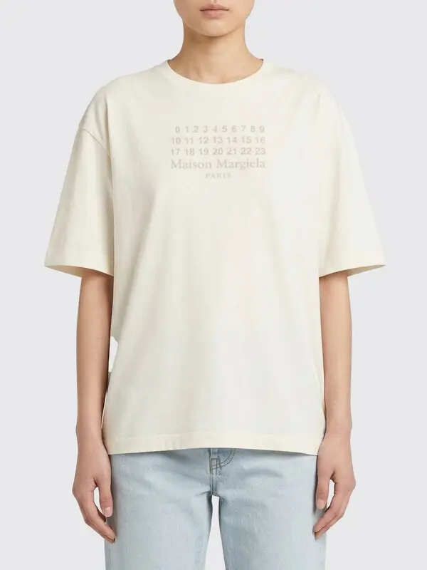 MAISON MARGIELA Cotton T-shirt With Numeric Logo - White