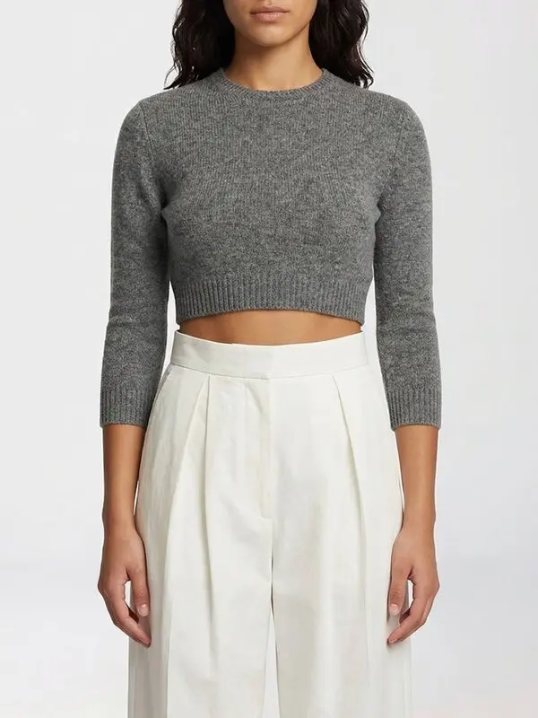JIL SANDER Cropped Ribbed Sweater - Grey