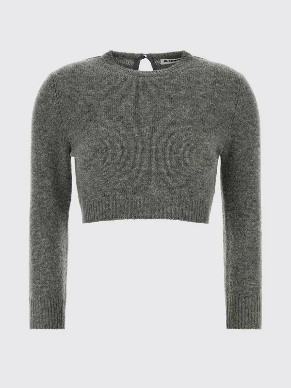 JIL SANDER Cropped Ribbed Sweater - Grey