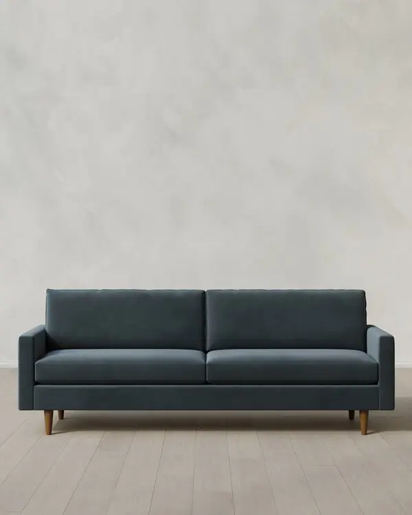 Quince Atlas Midcentury Sofa In Performance Velvet - Pine
