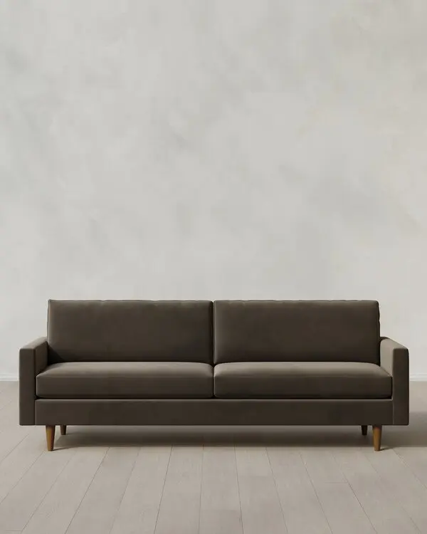 Quince Atlas Midcentury Sofa In Performance Velvet - Sable