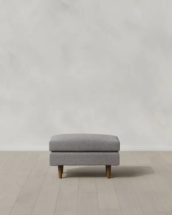 Quince Atlas Midcentury Ottoman In Performance Basketweave - Ash