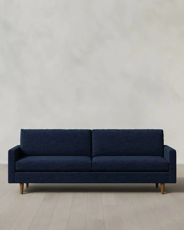 Quince Atlas Midcentury Sofa In Performance Chenille Linen Blend - Ink