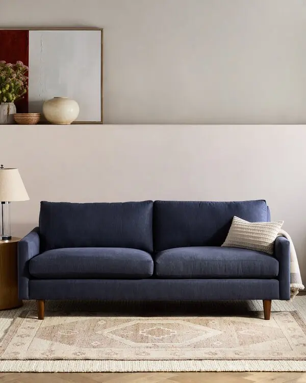 Quince Atlas Midcentury Sofa In Performance Chenille Linen Blend - Ink