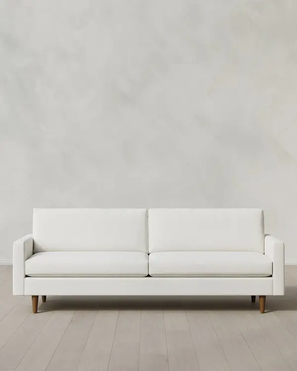 Quince Atlas Midcentury Sofa In Performance Chenille Linen Blend - Marshmallow