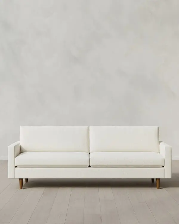 Quince Atlas Midcentury Sofa In Performance Chenille Linen Blend - Snow