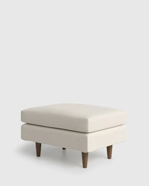 Quince Atlas Midcentury Ottoman In Performance Chenille Linen Blend - Ink