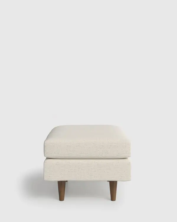 Quince Atlas Midcentury Ottoman In Performance Chenille Linen Blend - Ink