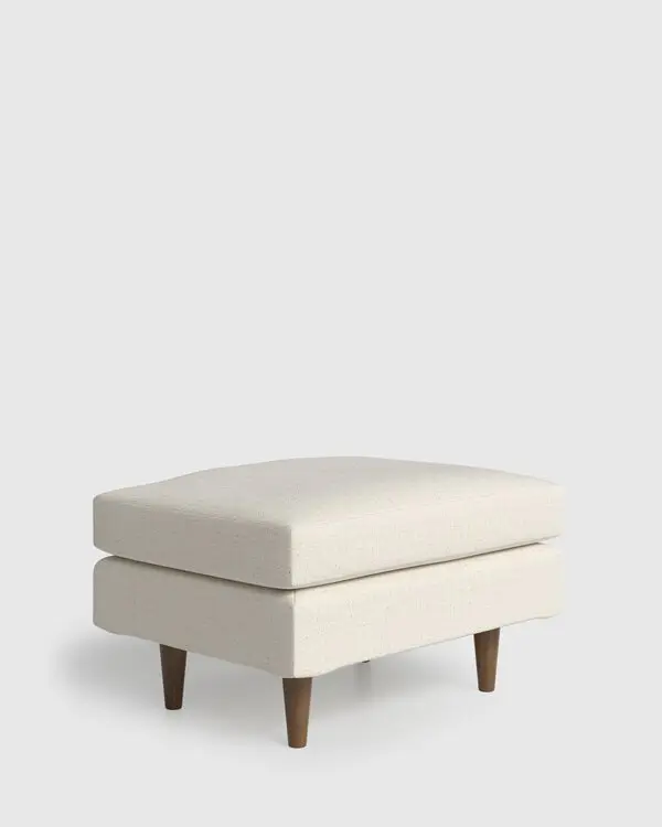 Quince Atlas Midcentury Ottoman In Performance Chenille Linen Blend - Ink