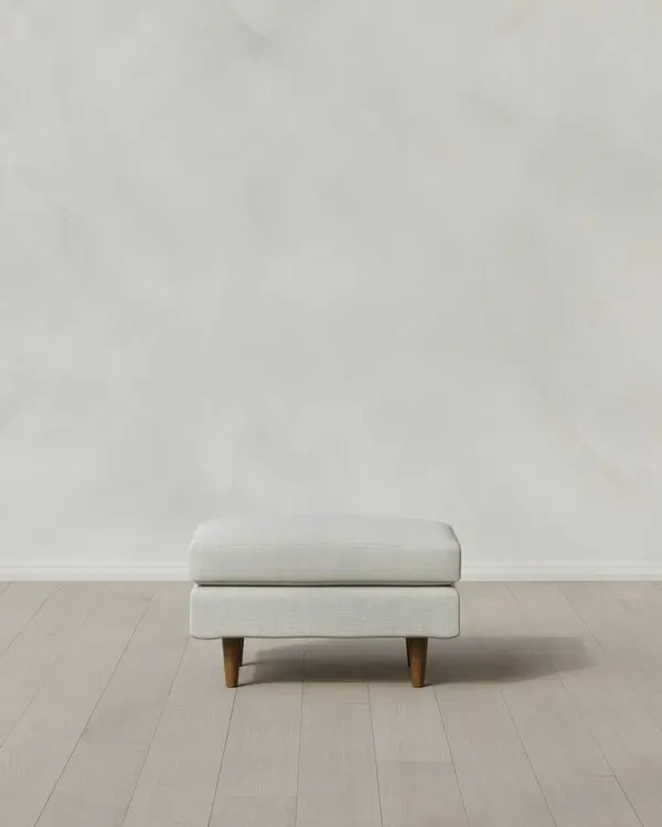 Quince Atlas Midcentury Ottoman In Performance Chenille Linen Blend - Sorrell
