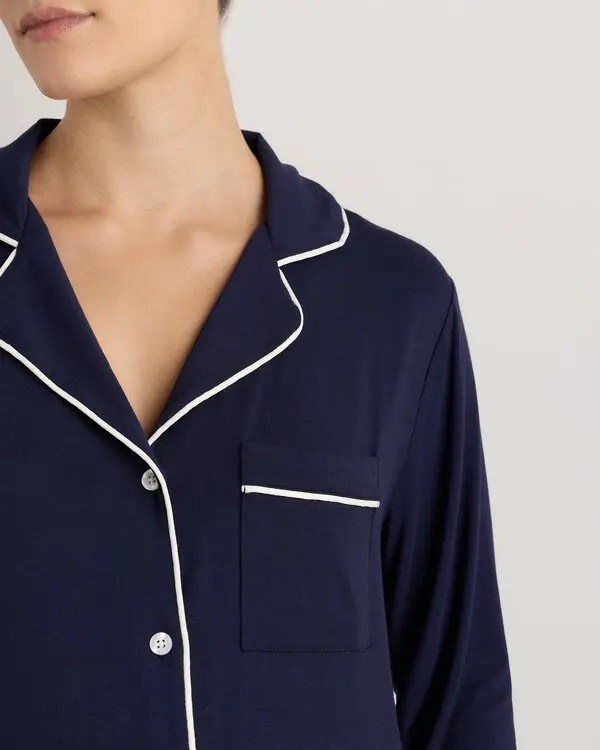 Quince Bamboo Jersey Maternity Long Sleeve Pajama Set - Deep Navy