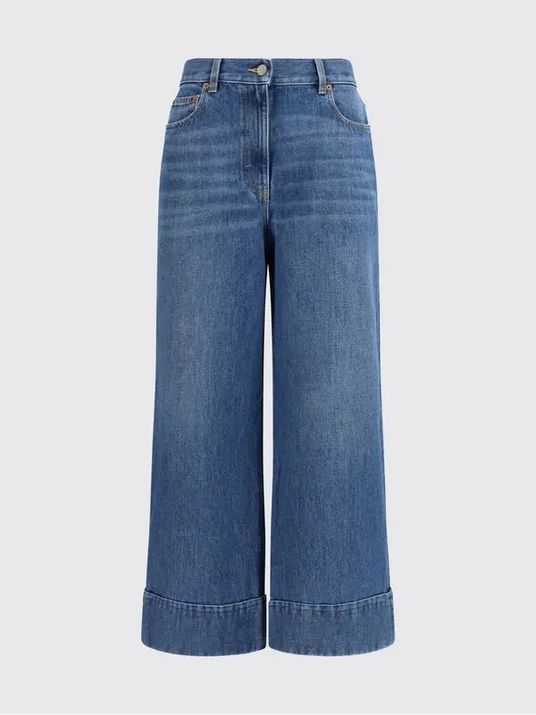 Valentino Garavani Cropped Cotton Denim Jeans