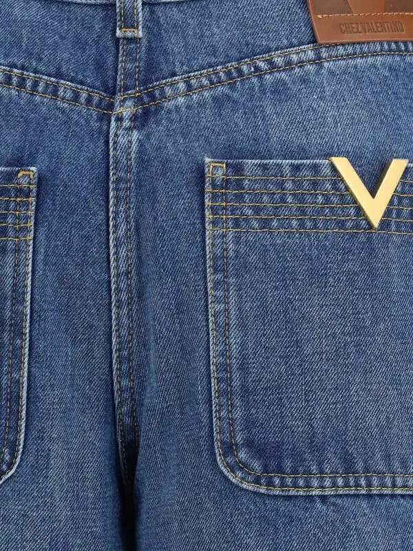 Valentino Garavani Cropped Cotton Denim Jeans