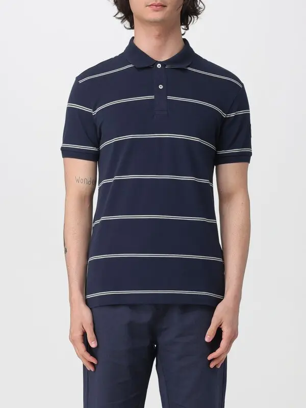 COLMAR Striped Cotton Polo Shirt - Navy