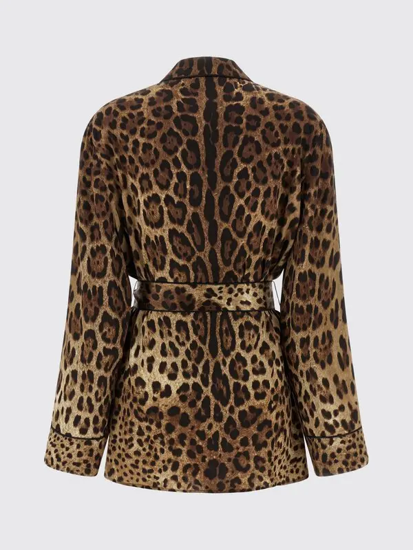 Dolce & Gabbana Leopard Print Belted Shirt - Brown