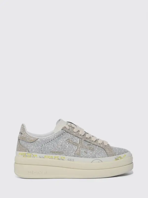 Premiata Claudia Rhinestone Embellished Lace-up Sneakers - Silver