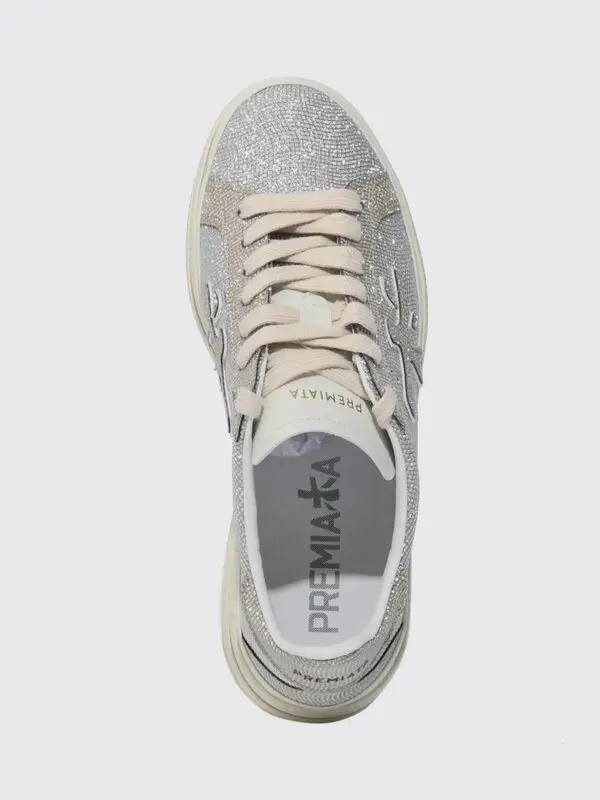 Premiata Claudia Rhinestone Embellished Lace-up Sneakers - Silver