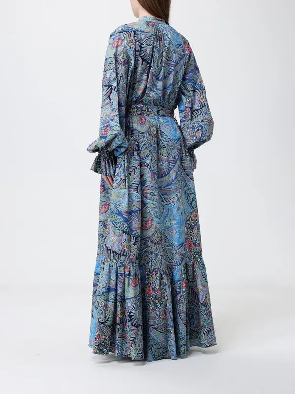 Etro Stretch Cotton Paisley Maxi Dress - Blue