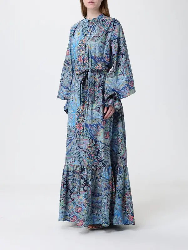 Etro Stretch Cotton Paisley Maxi Dress - Blue