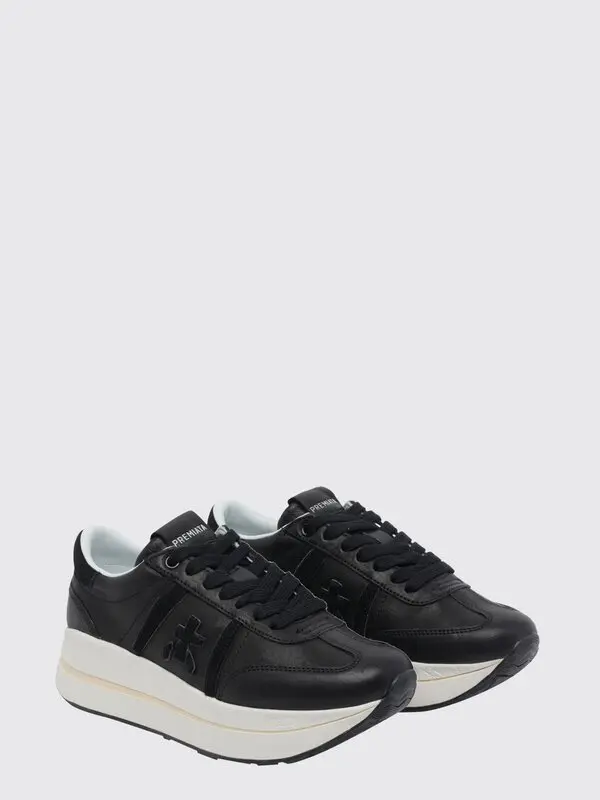 Premiata Leather Lace-up Platform Sneakers - Black
