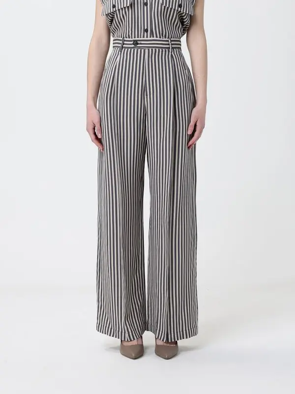 TELA Striped Viscose Blend Palazzo Pants - Black