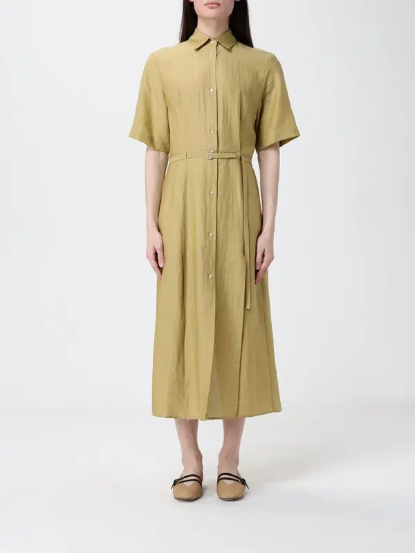 TELA Linen Blend Midi Chemisier Dress - Green