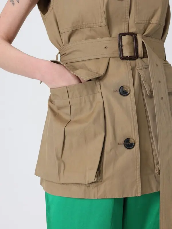 Dries Van Noten Sleeveless Cotton Vest With Belt - Brown