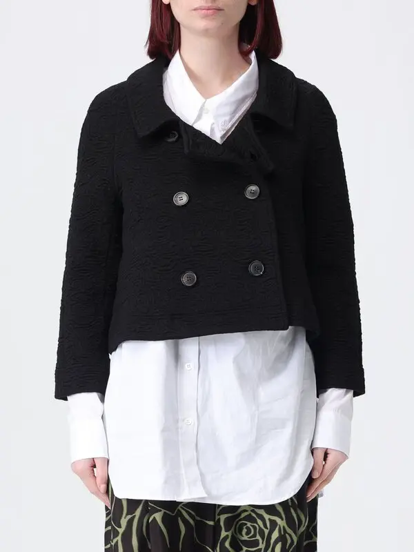 Dries Van Noten Double-breasted Textured Jacket - Black