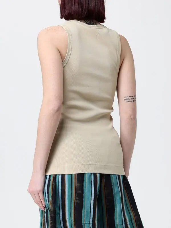 Pinko Ribbed Tank Top With Graphic Print - Brown