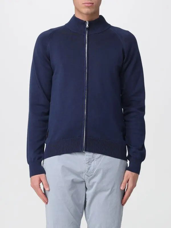 BLAUER. Cotton Zip Cardigan - Blue