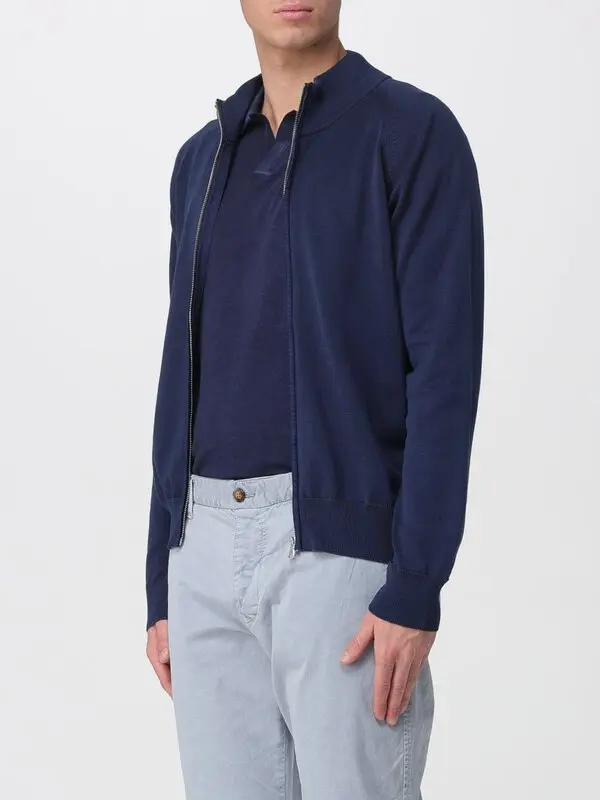 BLAUER. Cotton Zip Cardigan - Blue