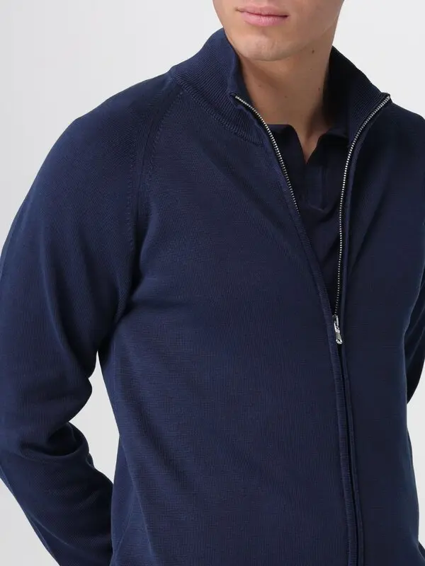 BLAUER. Cotton Zip Cardigan - Blue