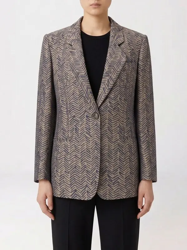 Giorgio Armani Single-breasted Printed Jacket - Blue