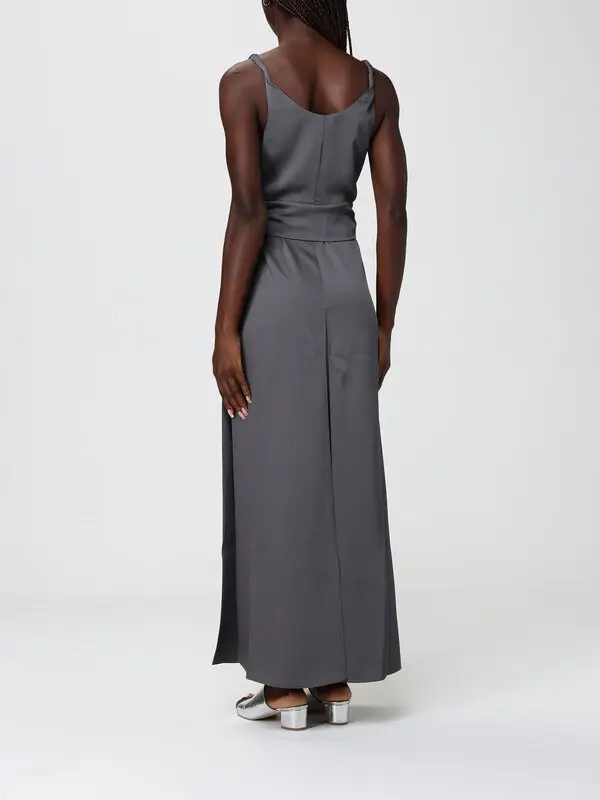 Emporio Armani Long Twill Dress With Sash Belt - Grey