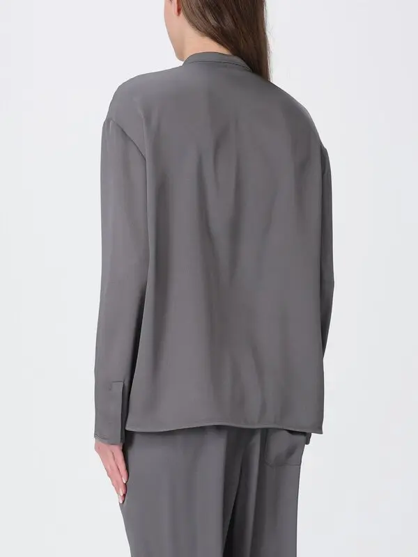 Emporio Armani Mandarin Collar Long Sleeve Shirt - Silver