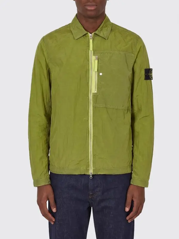 Stone Island Zip-up Jacket With Classic Collar - Green