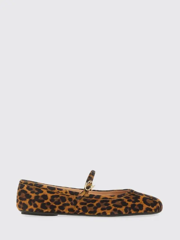 GIANVITO ROSSI Suede Animalier Mary Jane Ballerinas