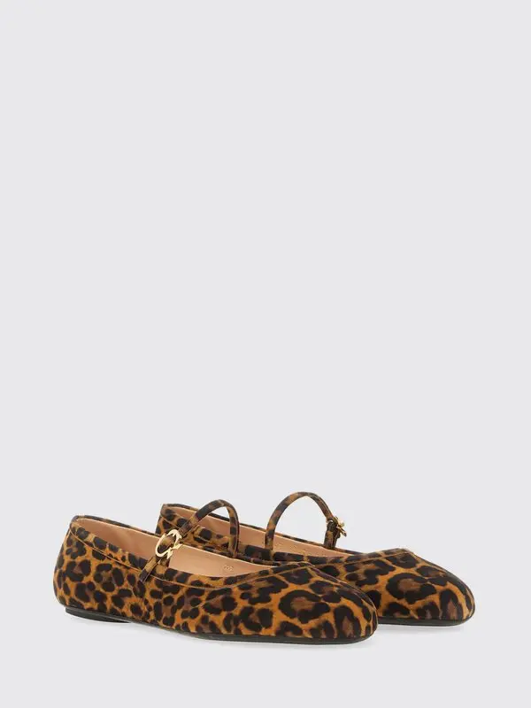 GIANVITO ROSSI Suede Animalier Mary Jane Ballerinas