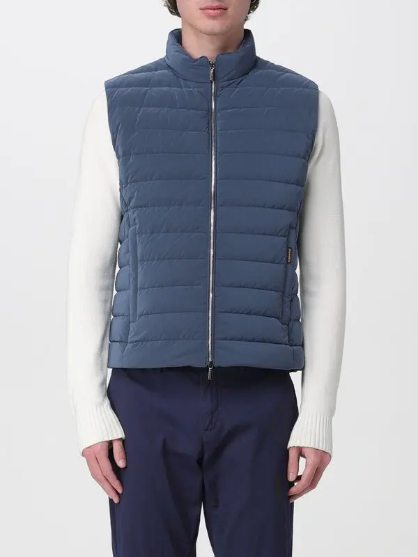 MOORER Padded And Quilted Down Vest - Denim
