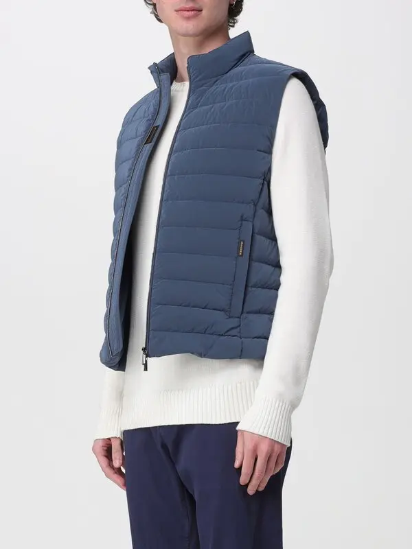 MOORER Padded And Quilted Down Vest - Denim