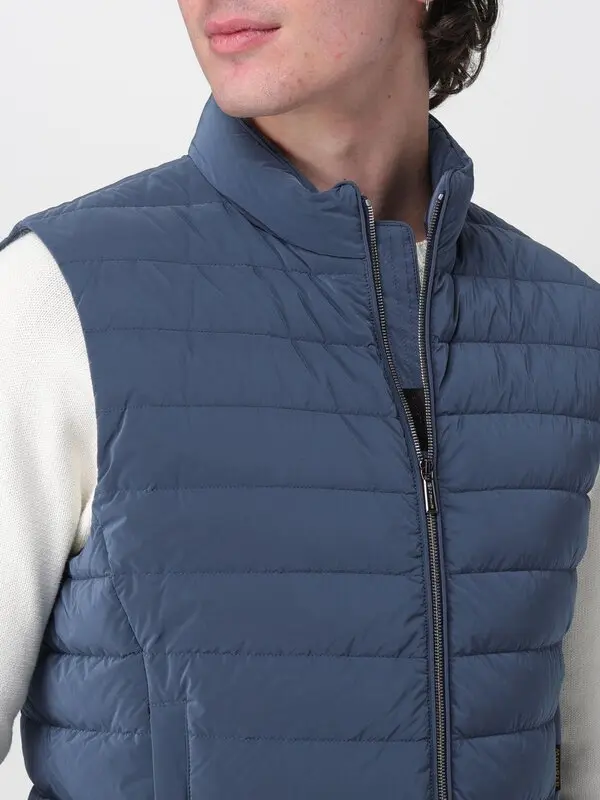 MOORER Padded And Quilted Down Vest - Denim