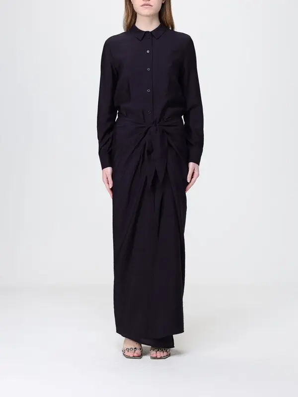 Emporio Armani Viscose Blend Long Sleeve Shirt Dress - Blue