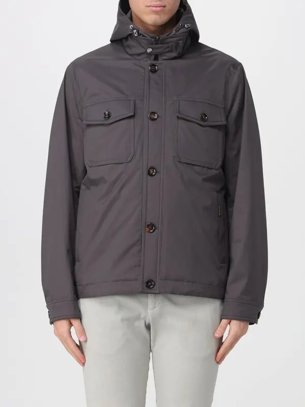 MOORER Jacket With Bib And Drawstring Hood - Charcoal