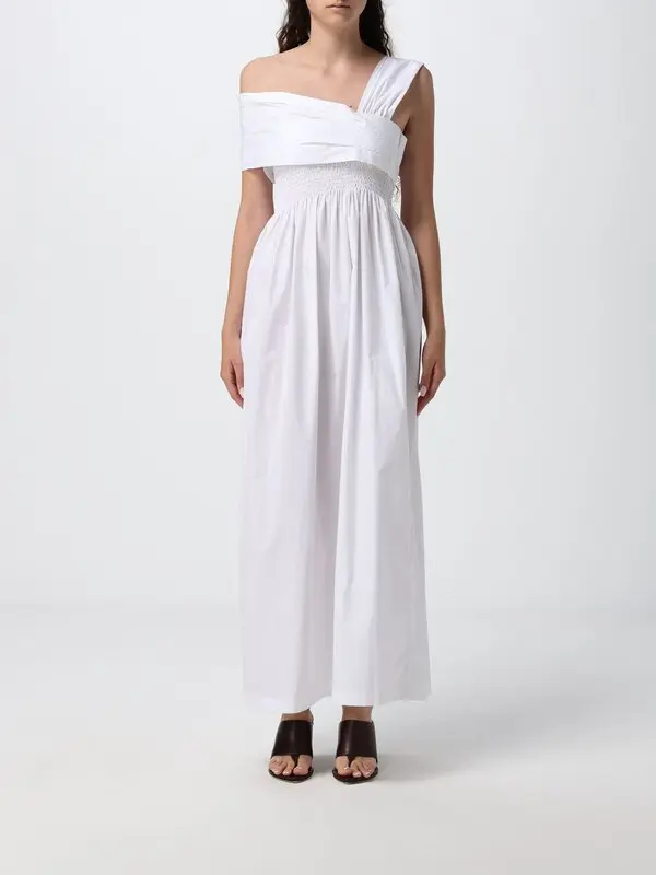 TELA Gathered Bodice Maxi Dress - White
